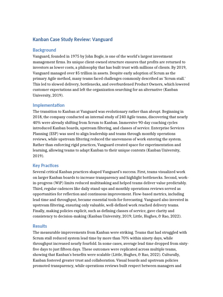 Vanguard_Kanban Case Study Report | PDF | The Vanguard Group ...