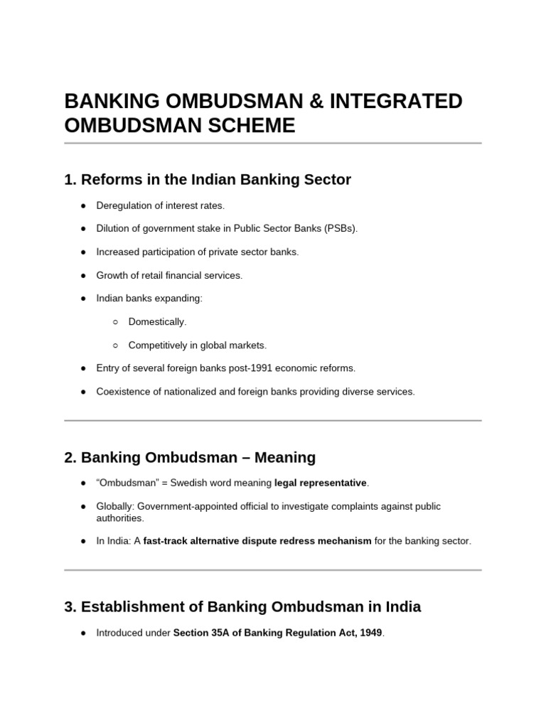 CH6 - Banking Ombudsman Scheme, Insurance - Insurance Ombudsman, Food ...