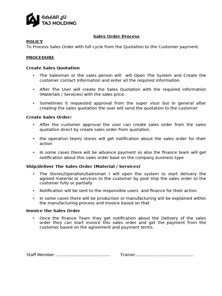 Sales Order Processing Workflow Guide | PDF