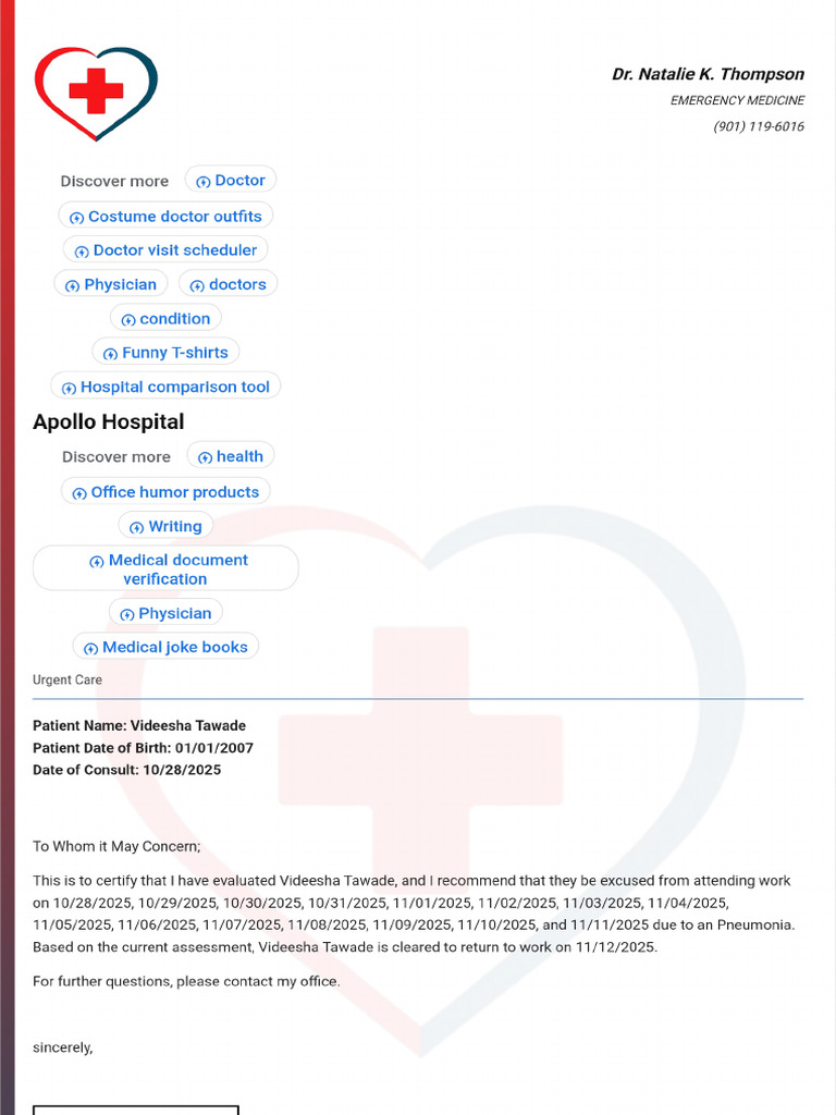 Doctor Note With Signature | PDF