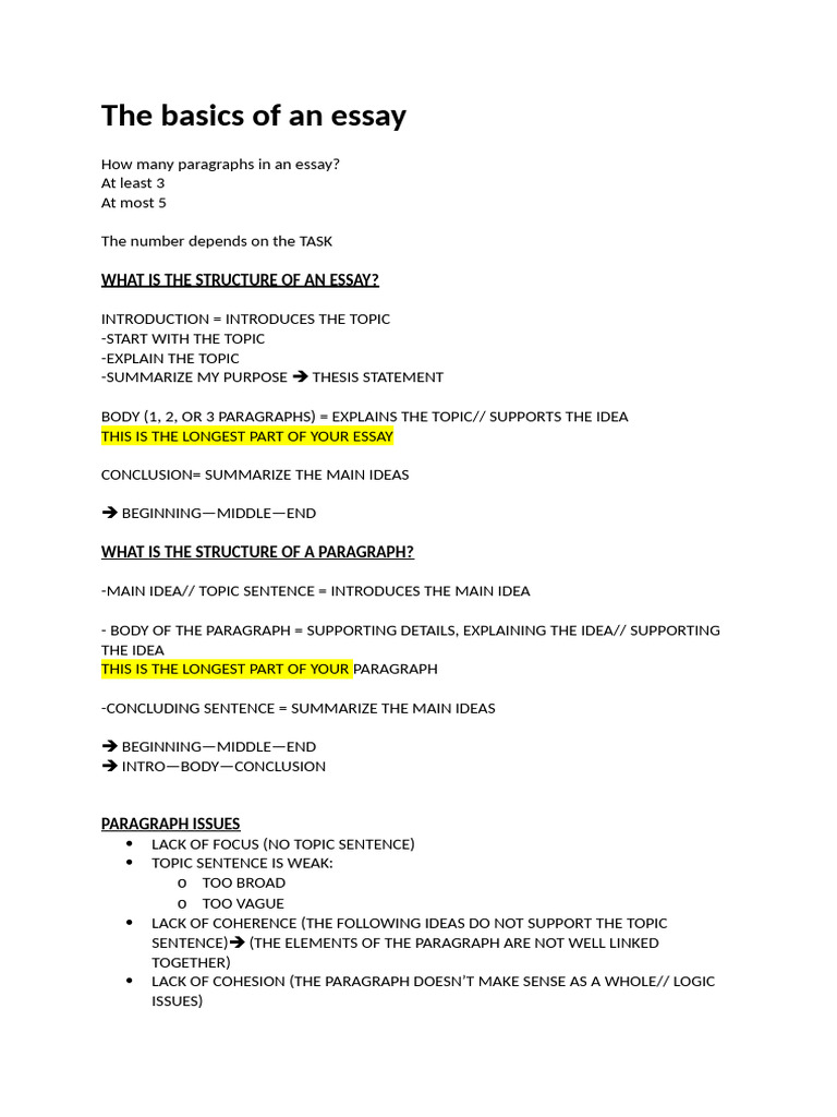 The Basics of An Essay | PDF