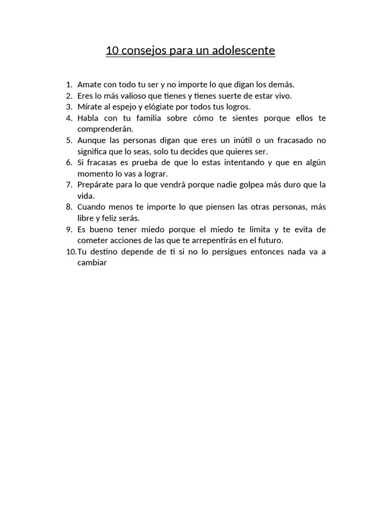 Consejos de autoestima para adolescentes | PDF