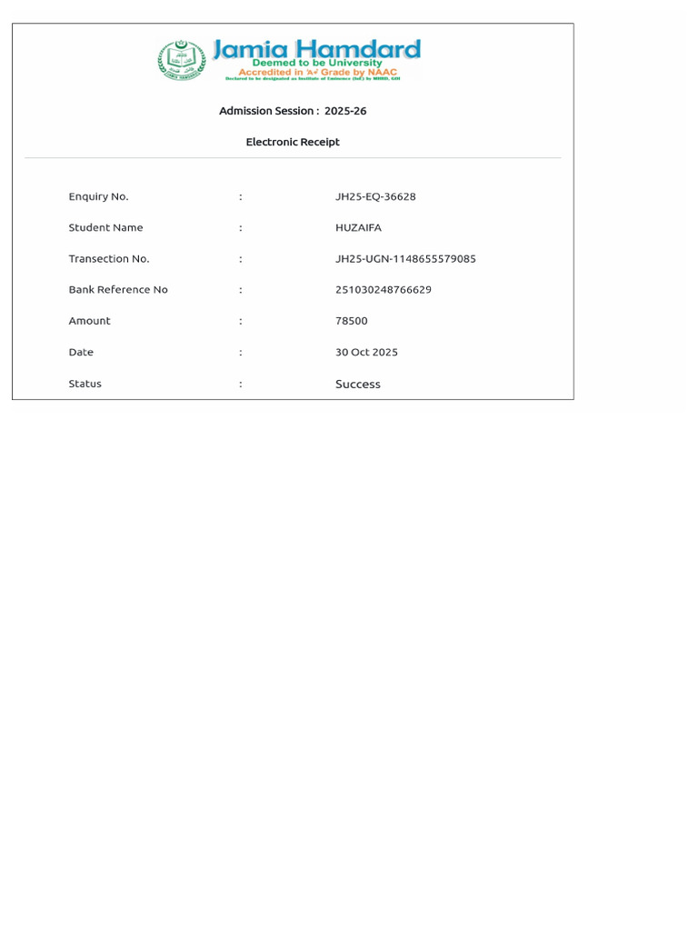 Course Fee Receipt | PDF