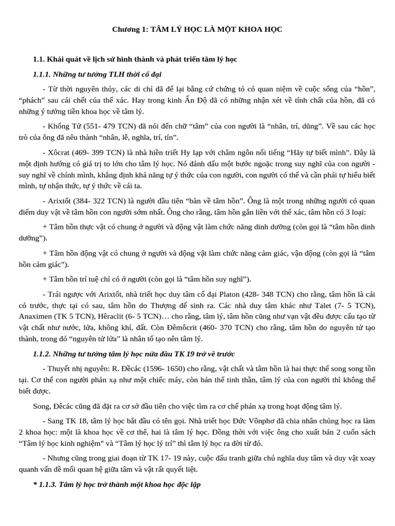 GT Tâm lý học 1 TLH | PDF