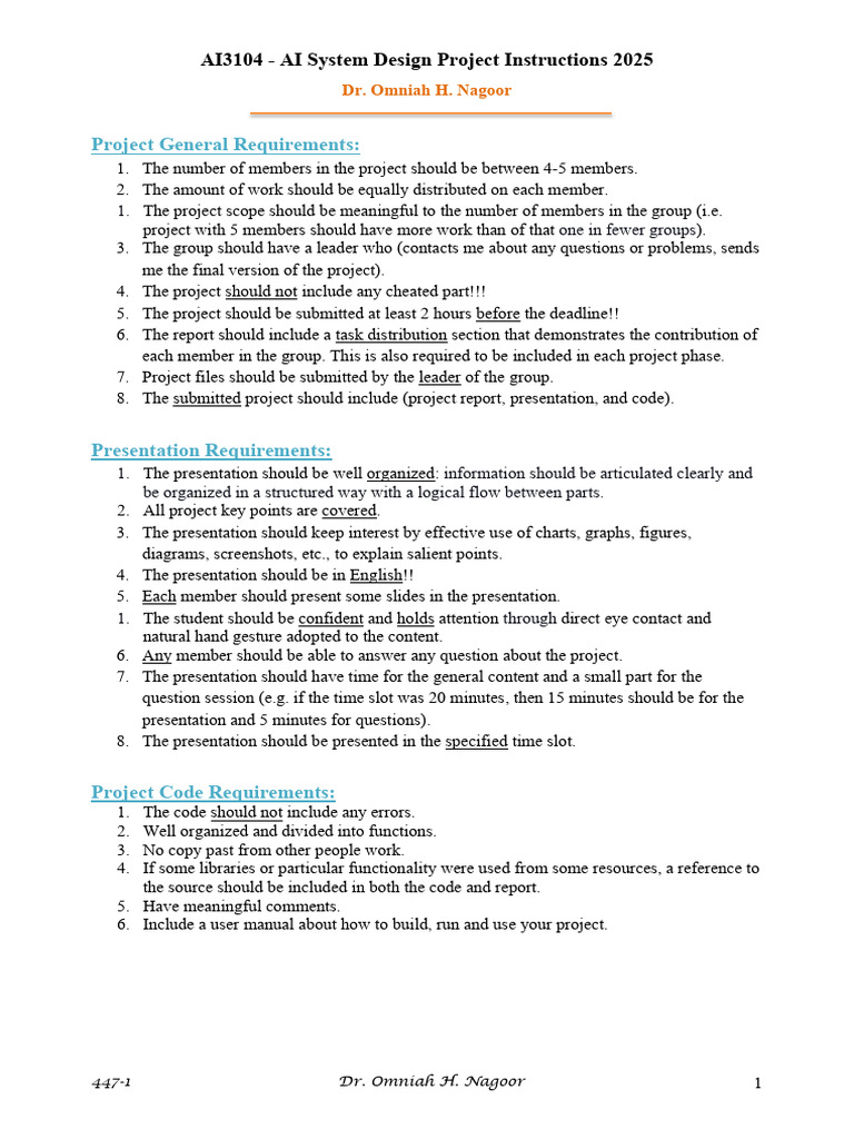 AI System Design Project Guidelines 2025 | PDF | Reliability ...