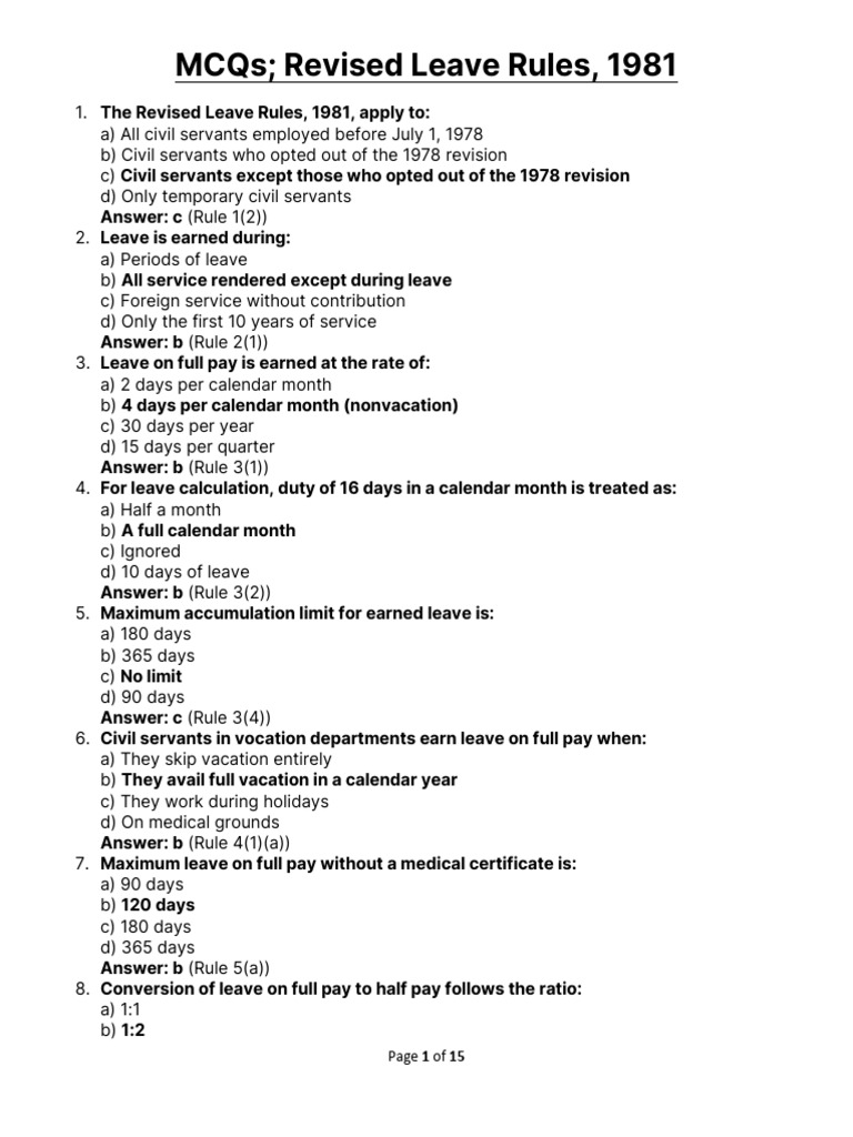 Revised Leave Rules 1981 Overview | PDF | Per Diem | Sick Leave