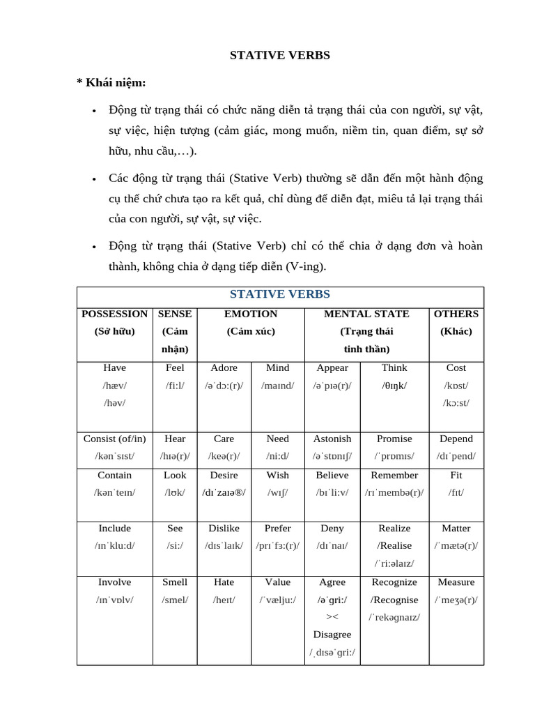 Stative Verbs | PDF