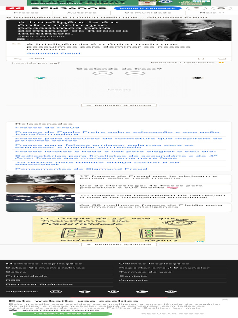 A Inteligência É o Único Meio Que... Sigmund Freud - Pensador | PDF ...