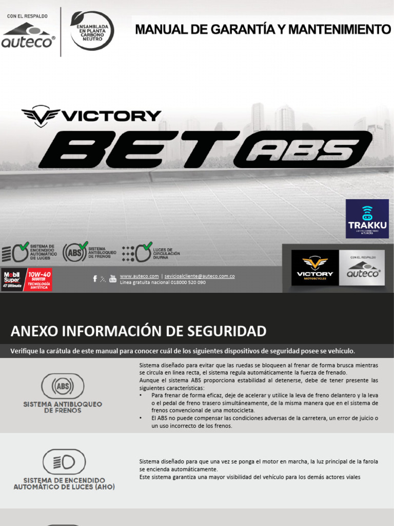 Manual de Garantia y Mantenimiento Bet Abs 1 | PDF | Sistema de freno antibloqueo | Tanques