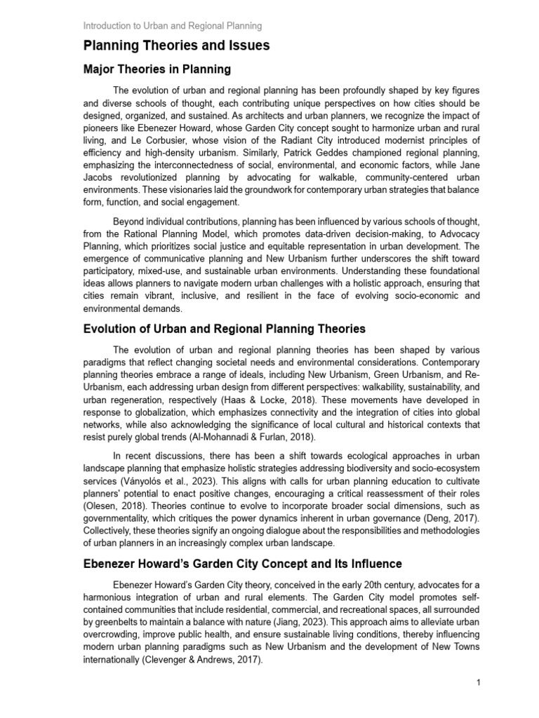 Planning Theories and Issues | PDF | Urban Planning | Urban Sprawl