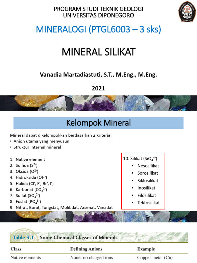 Klasifikasi dan Karakteristik Mineral Silikat | PDF