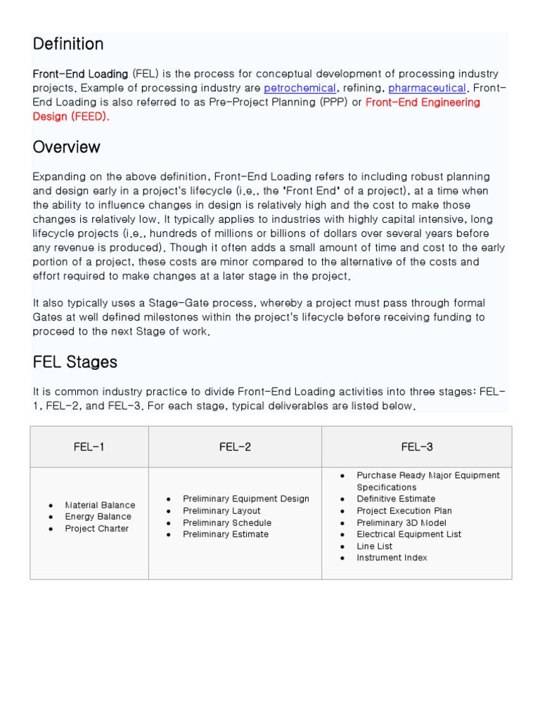 Front-End Engineering Design Feed