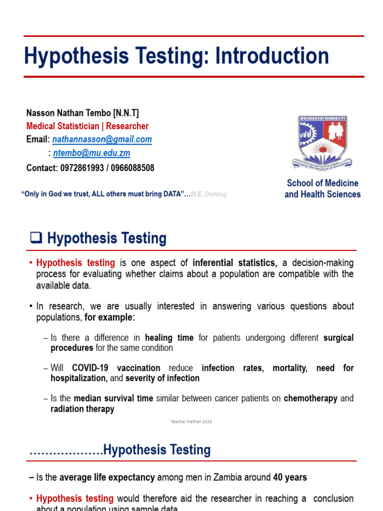MU Hypothesis Testing NNT 2025 | PDF | Statistics | Hypothesis