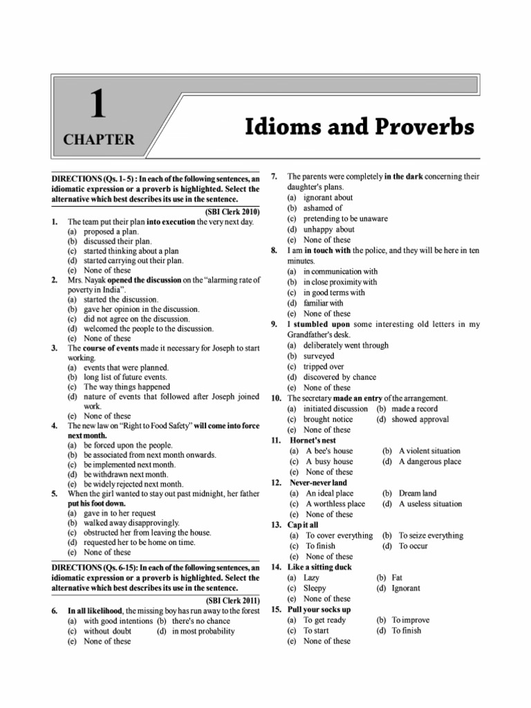 Idioms and Proverbs PYQ | PDF