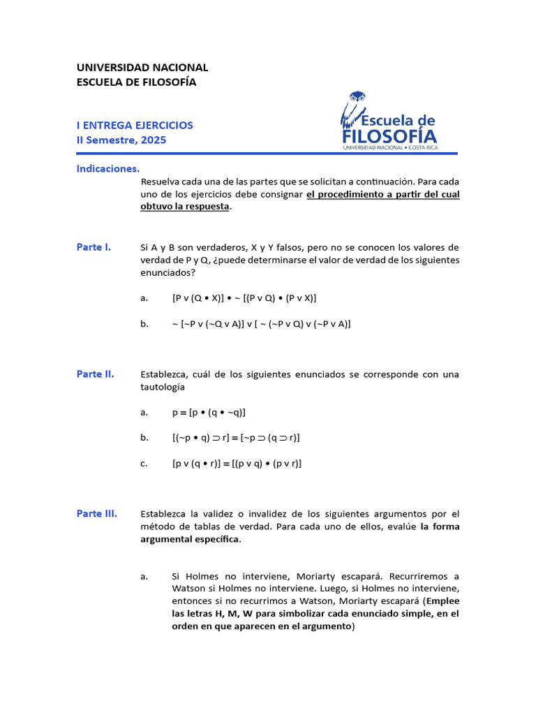 I Entrega, 2025 | PDF | Lógica