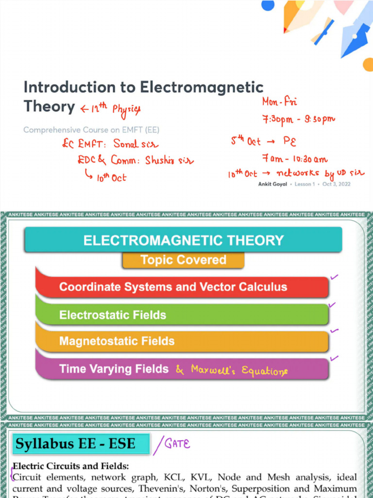 Introduction To Electromagnetic Theory With Anno | PDF