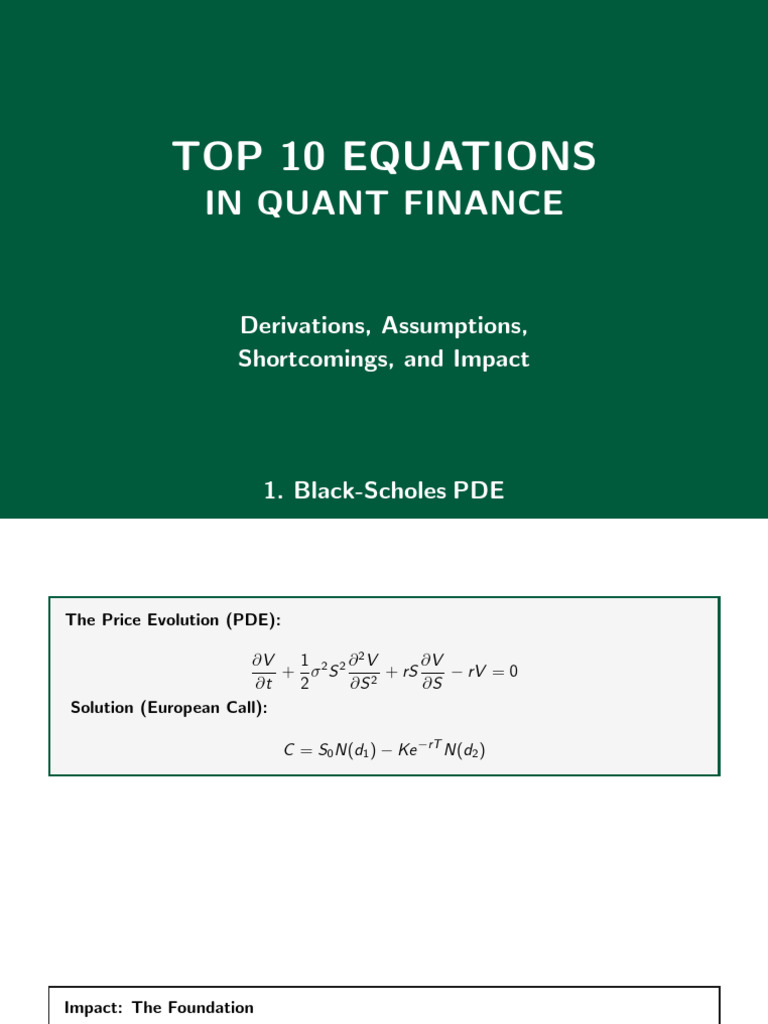 Top 10 Equations in Quant Finance | PDF | Capital Asset Pricing Model ...