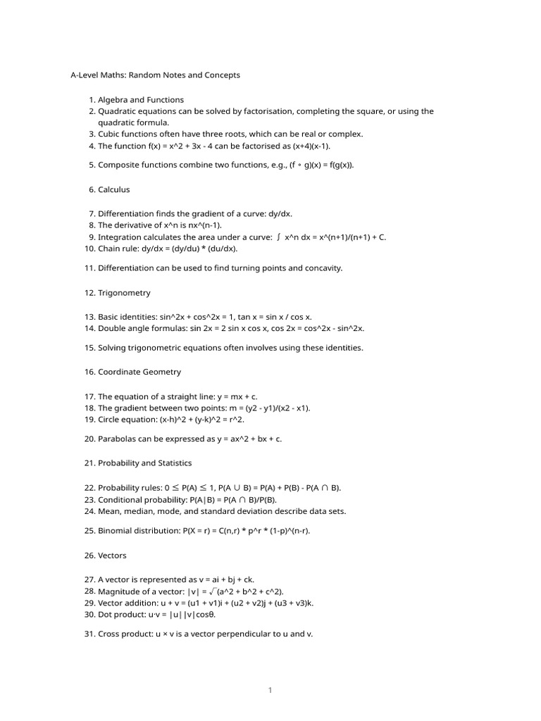 A Level Maths | PDF | Matrix (Mathematics) | Equations