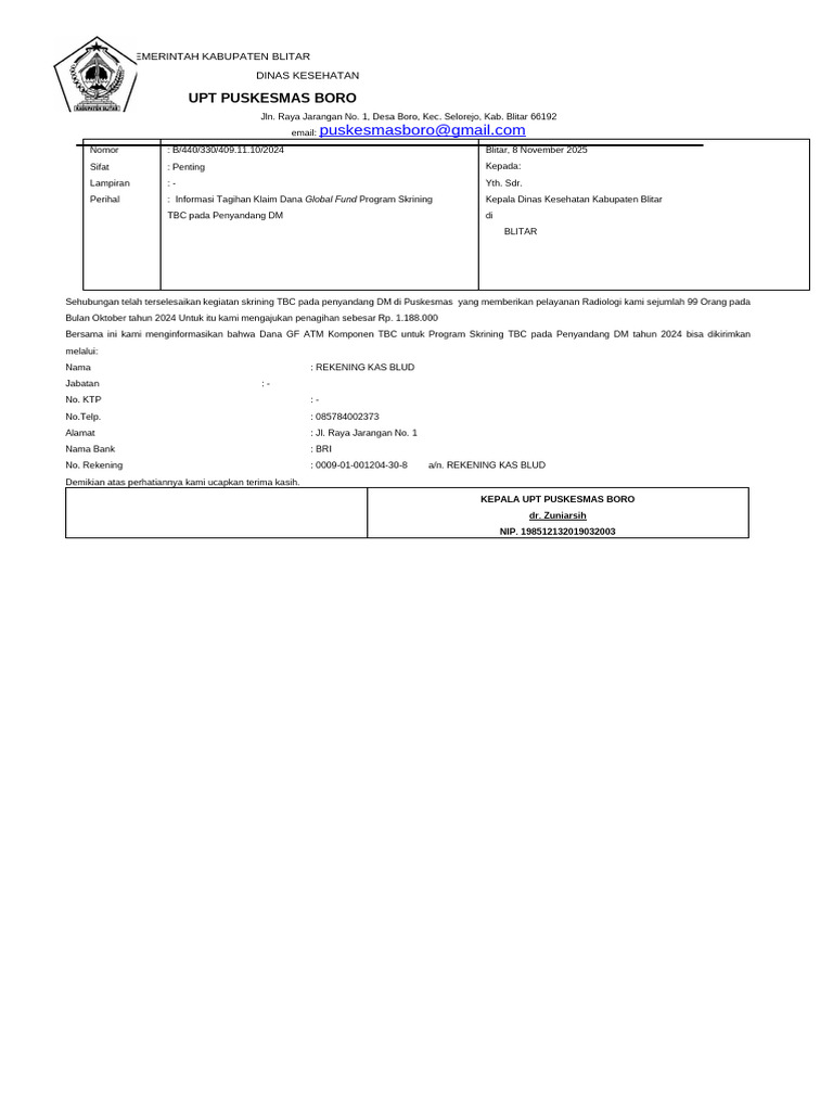 03. Surat Informasi Tagihan GF Skrining (1) | PDF