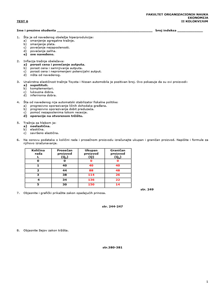 Test 6 II Kol FON | PDF