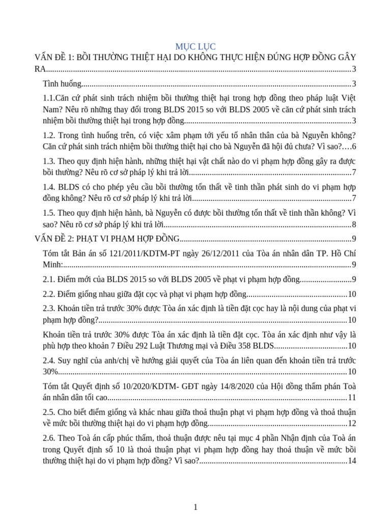 BTLDS 5: bồi thường thiệt hại do không thực hiện đúng Hợp đồng | PDF