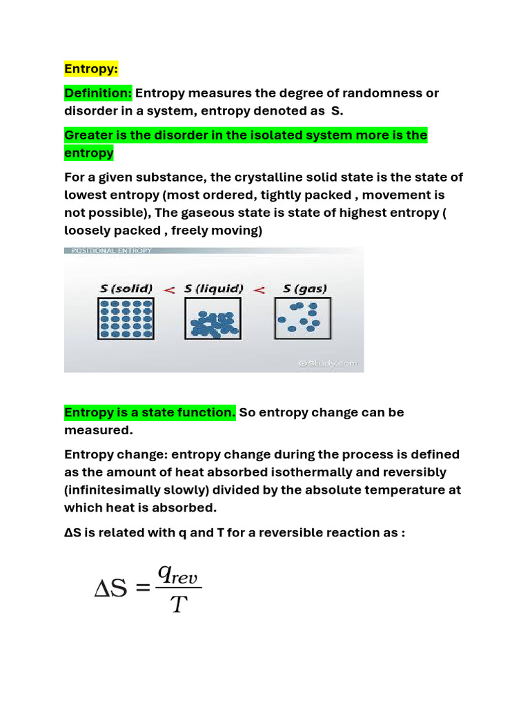 Entropy With Numericals 1 | PDF