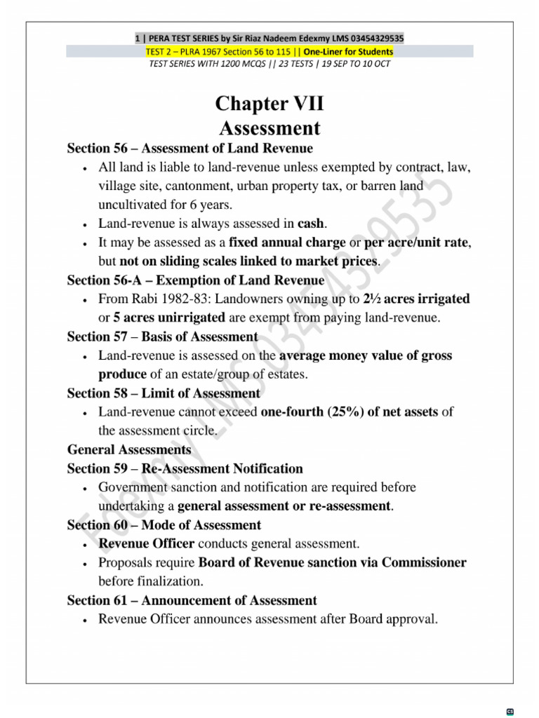 Test 2 – Plra 1967 Section 56 to 115 | PDF
