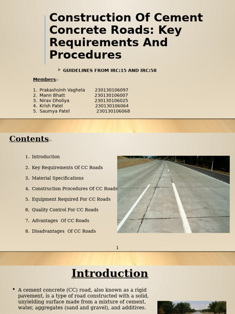 Construction of Cement Concrete Road | PDF | Concrete | Road