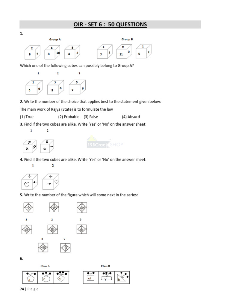 OIR Test Practice Questions & Answers | PDF