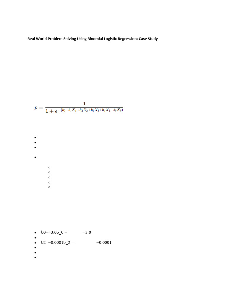 Real World Problem Solving Using Binomial Logistic Regression | PDF