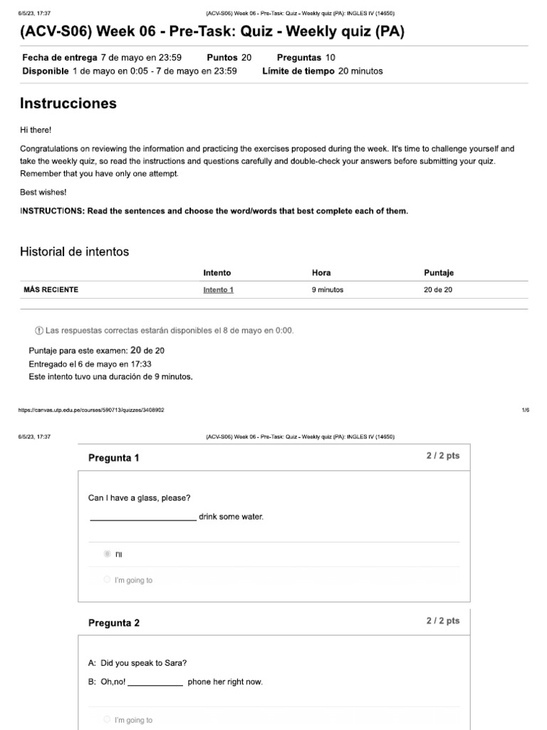 (ACV-S06) Week 06 - Pre-Task Quiz - Weekly Quiz (PA) | PDF