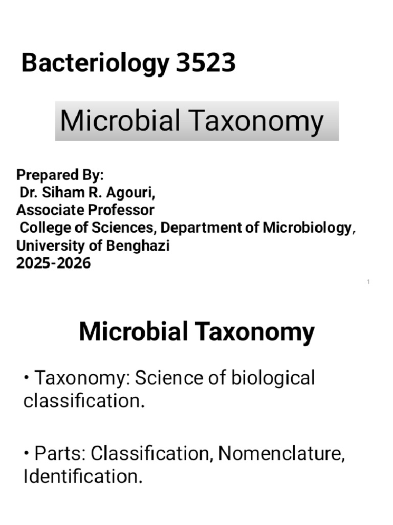 Microbial Taxonomy 20252026 Phoenix | PDF