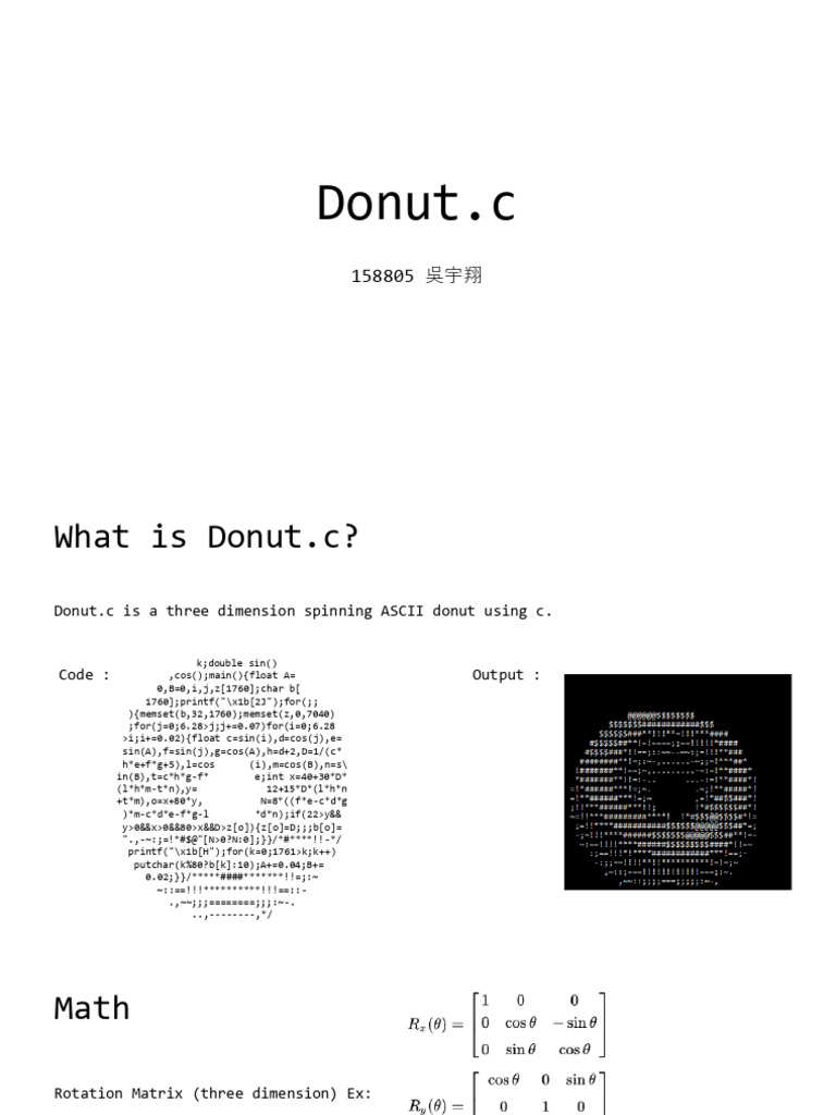 Donut.c (EN) | PDF | 2 D Computer Graphics | Cartesian Coordinate System