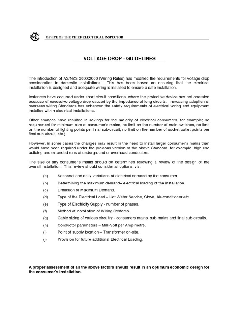 Voltage Drop Guidelines | PDF | Electrical Wiring | Mains Electricity