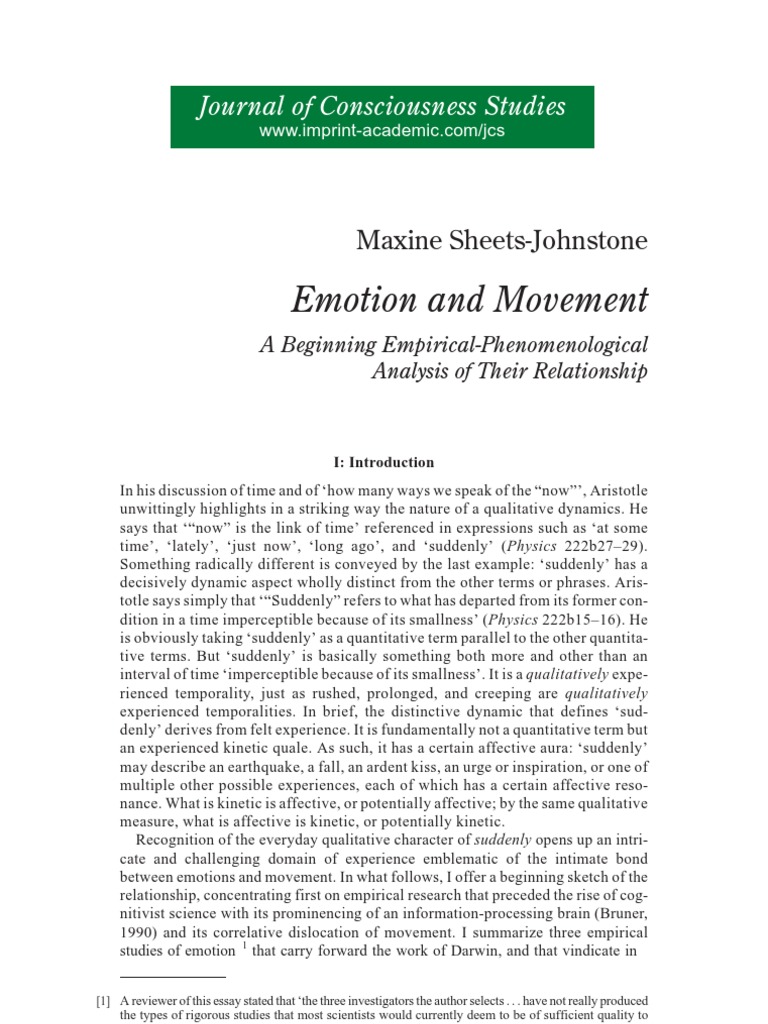 Emotion and Movement | PDF | Phenomenology (Philosophy) | Emotions