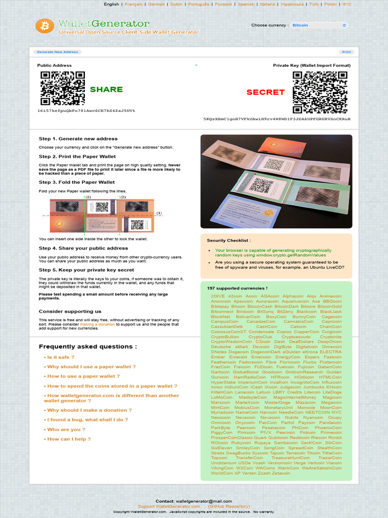 Universal Paper Wallet Generator For Bitcoin and Other Cryptocurrencies ...