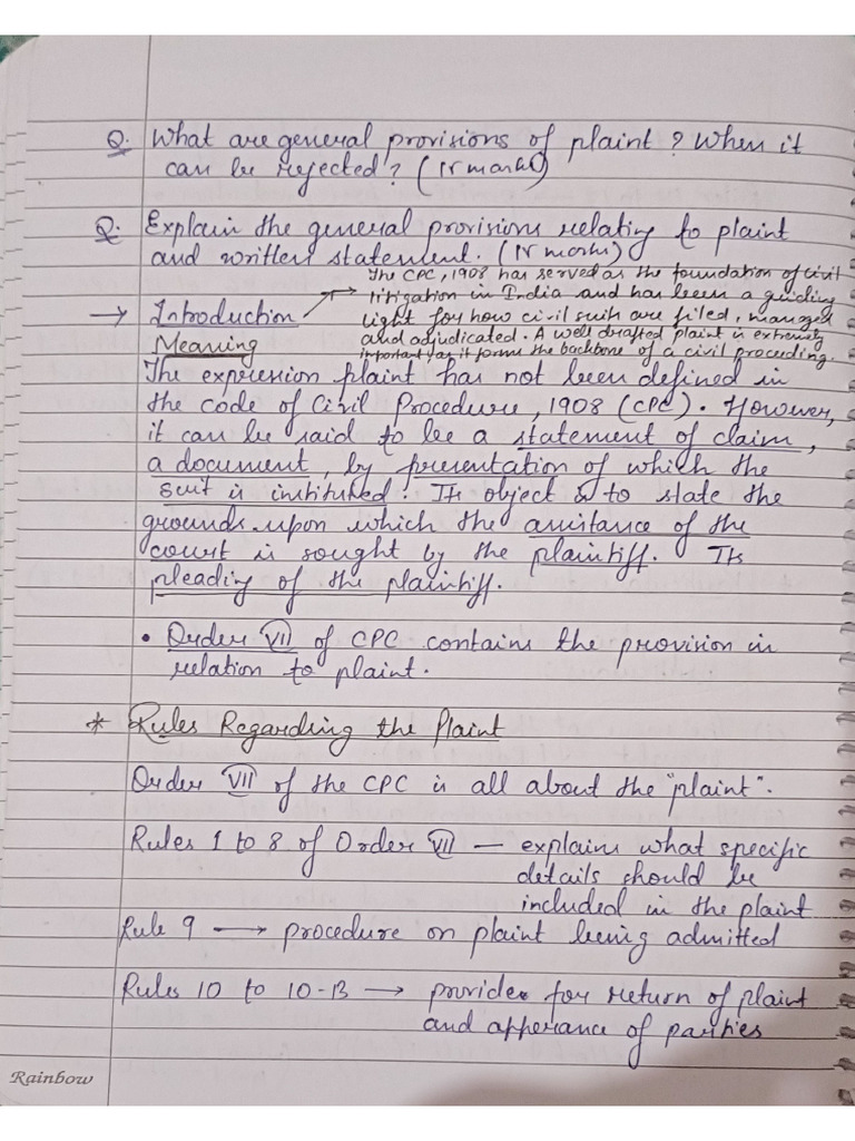 Plaint, Written Statement, Summons | PDF