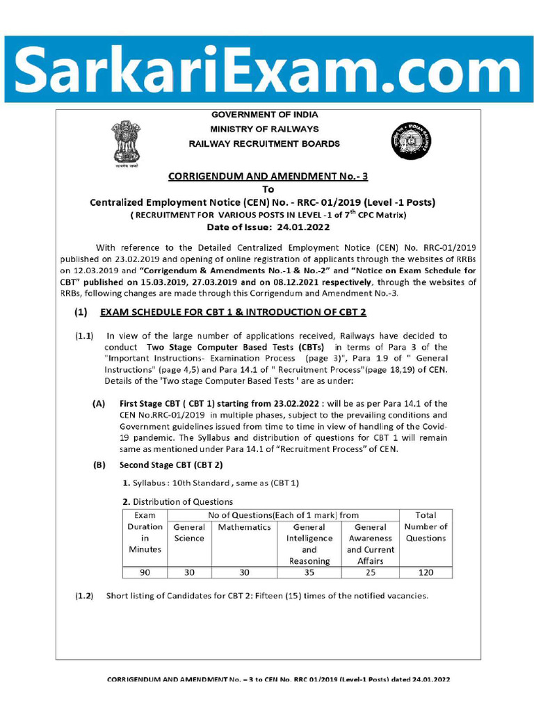 RRB Group D New Notice | PDF