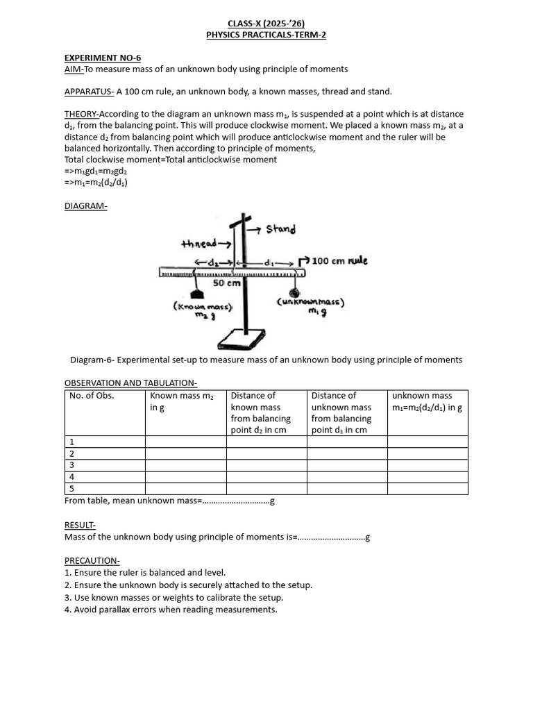 Physics Practicals: Mass & Resistance Experiments | PDF | Resistor ...