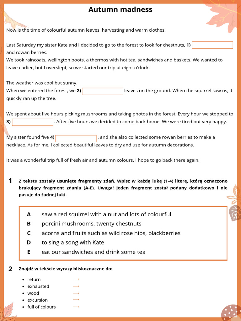 Autumn Madness Dla Uczniów | PDF