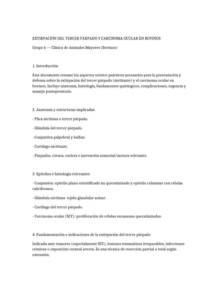 Extirpación del Tercer Párpado en Bovinos | PDF