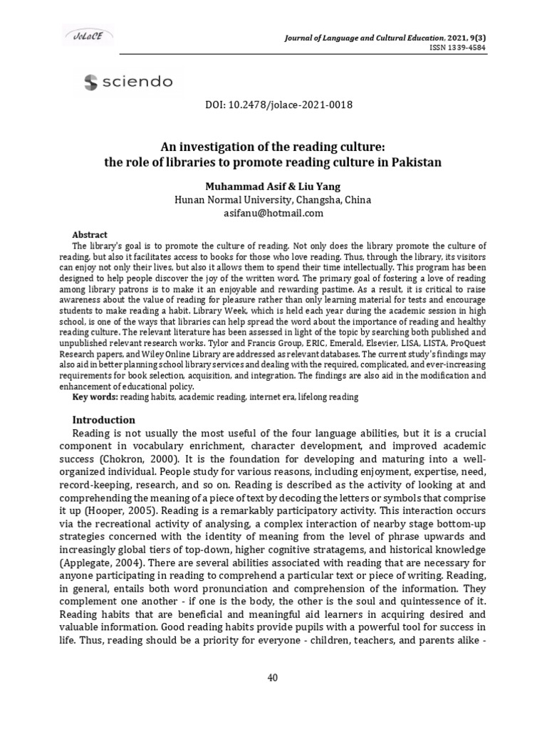 Reading Culture, Pakistan | PDF | Perception | Literacy