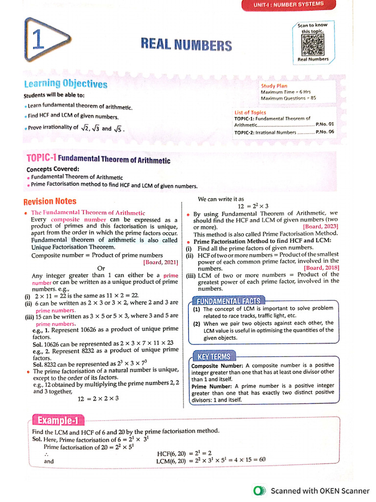 Real Numbers - One Shot Notes | PDF