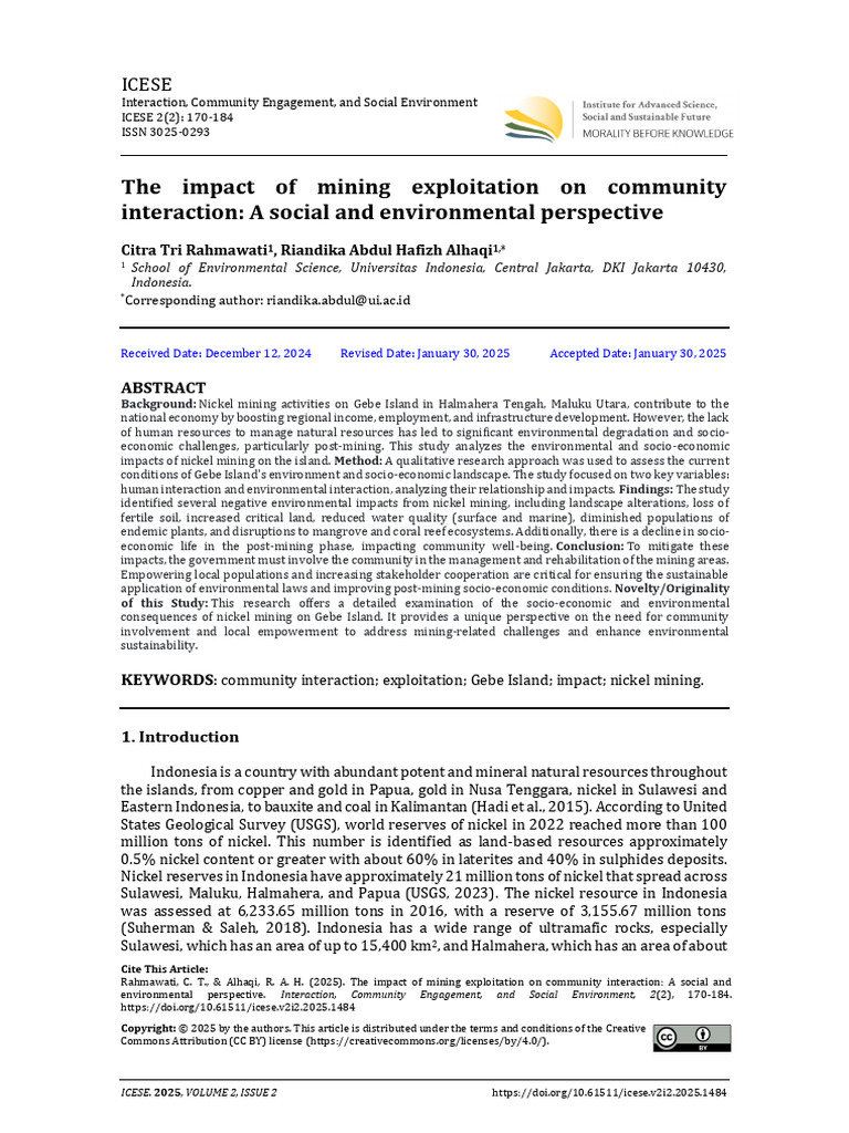 The Impact of Mining Exploitation On Community Interaction A Social and ...