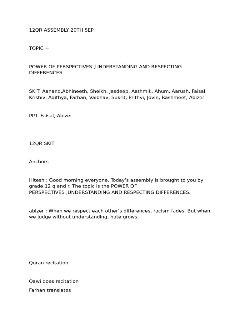 Perspectives on Respecting Differences | PDF
