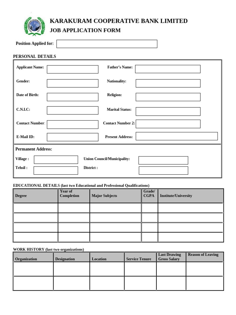 Job Application Form | PDF