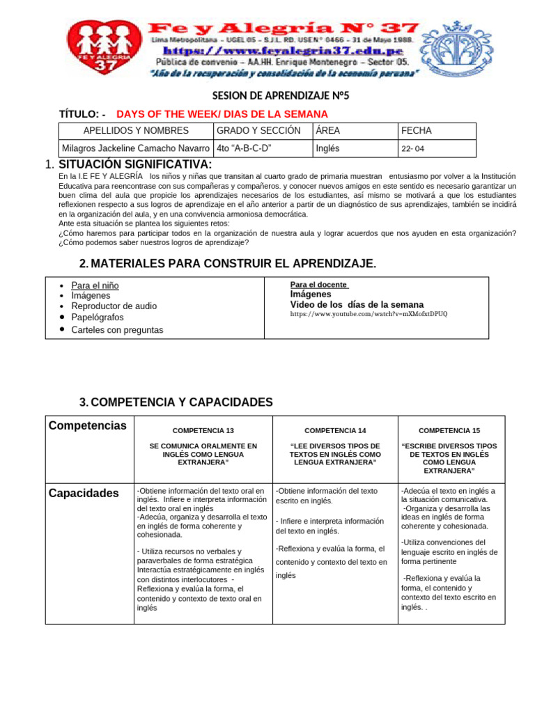 Area de Ingles #5 | PDF | Salón de clases | Aprendizaje