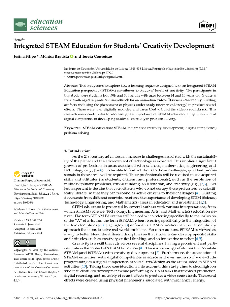 Integrated STEAM Education | PDF | Creativity | Cognition