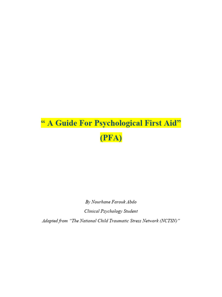 Psychological First Aid Guide | PDF | Anger | Psychological Trauma