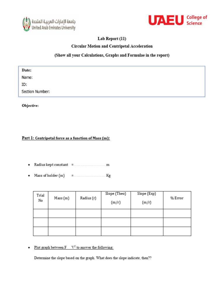 Circular Motion Lab Report Analysis | PDF